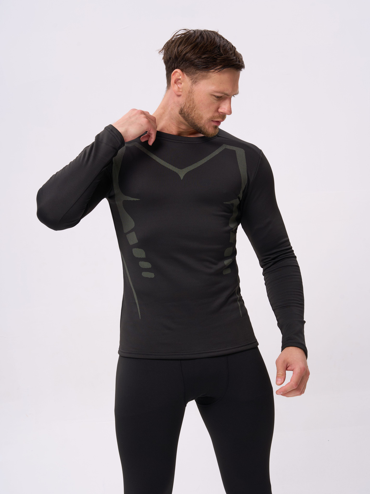 Комплект термобелья Мужской ESDY, размер 44 Зима Спандекс, Полиэстер черный Повседневный Китай ...