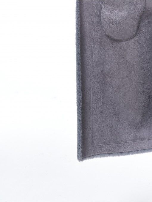 Шуба искусственная Женский Vira Plotnikova графит, серый английский воротник Овечья шерсть ...