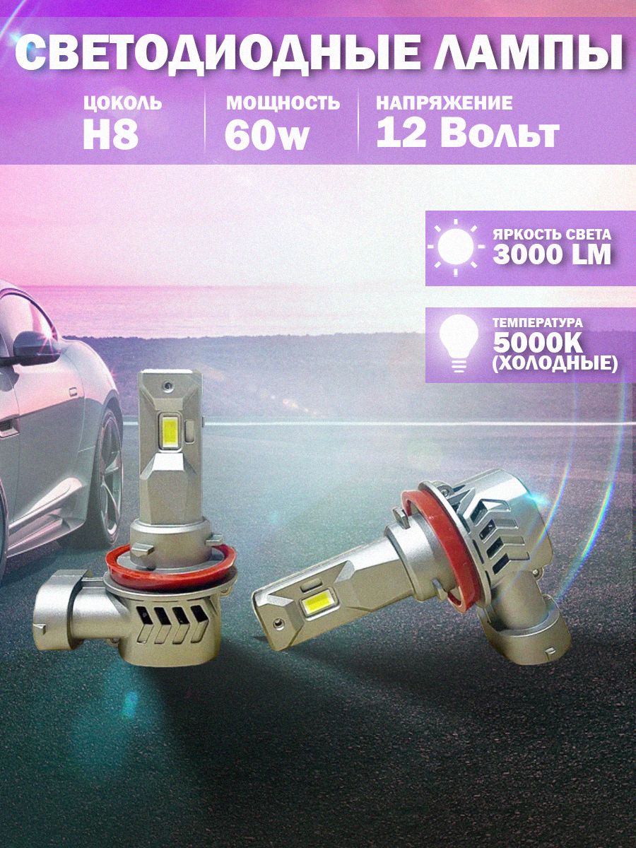 Лампа автомобильная OEM 12 В, 2 шт. M8-H8-5000k-NEW113 купить c ...