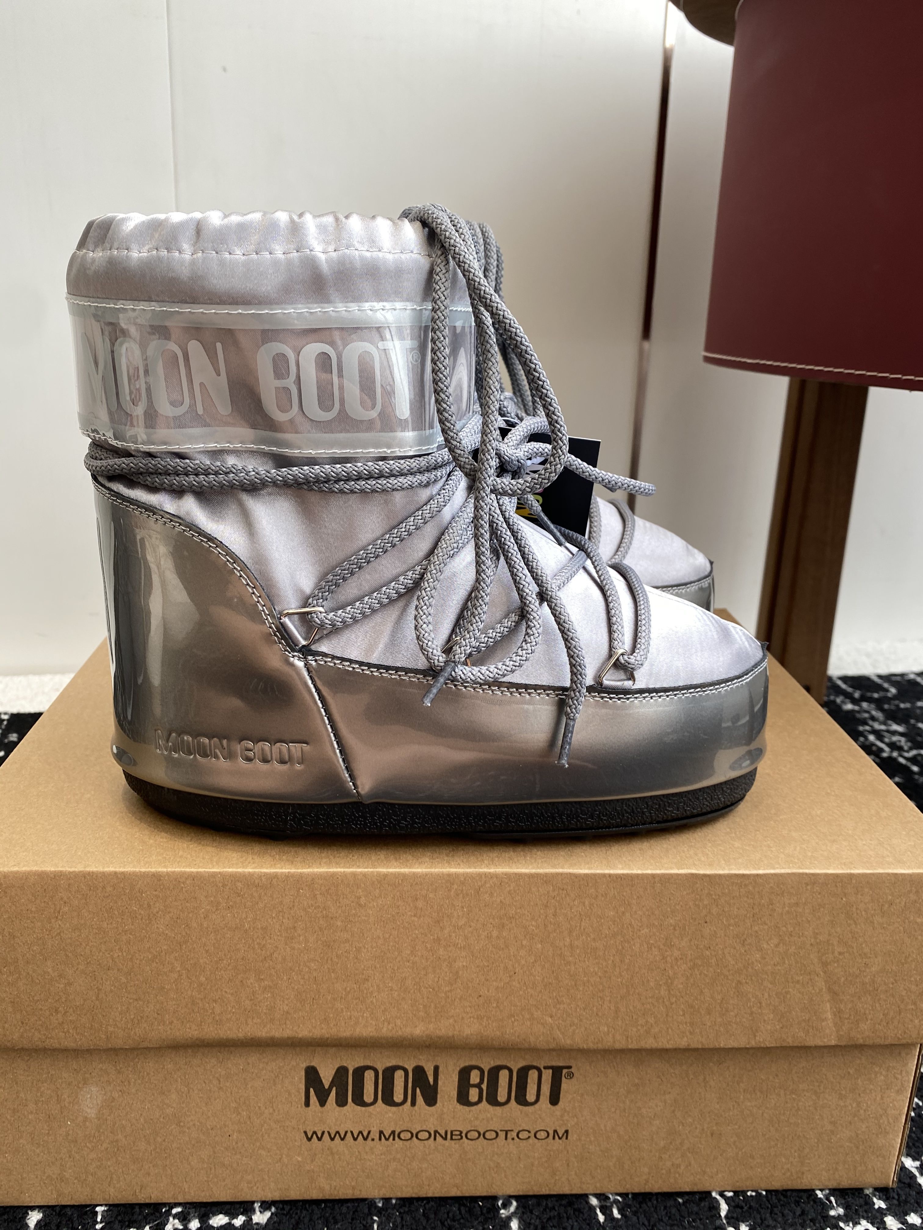 Дутики Мужской, Женский Moon Boot серебристо-серый Каучук, Хлопок Зима ...