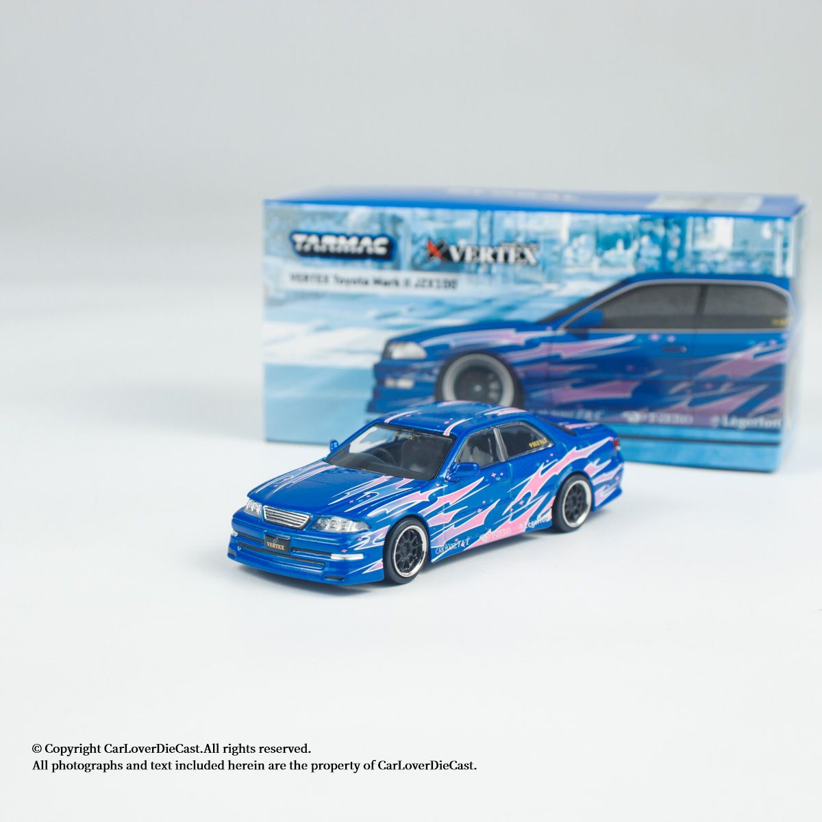 Машинка TW Tarmac Works 1:64 VERTEX Toyota Mark ll JZX100 Blue Metallic ...