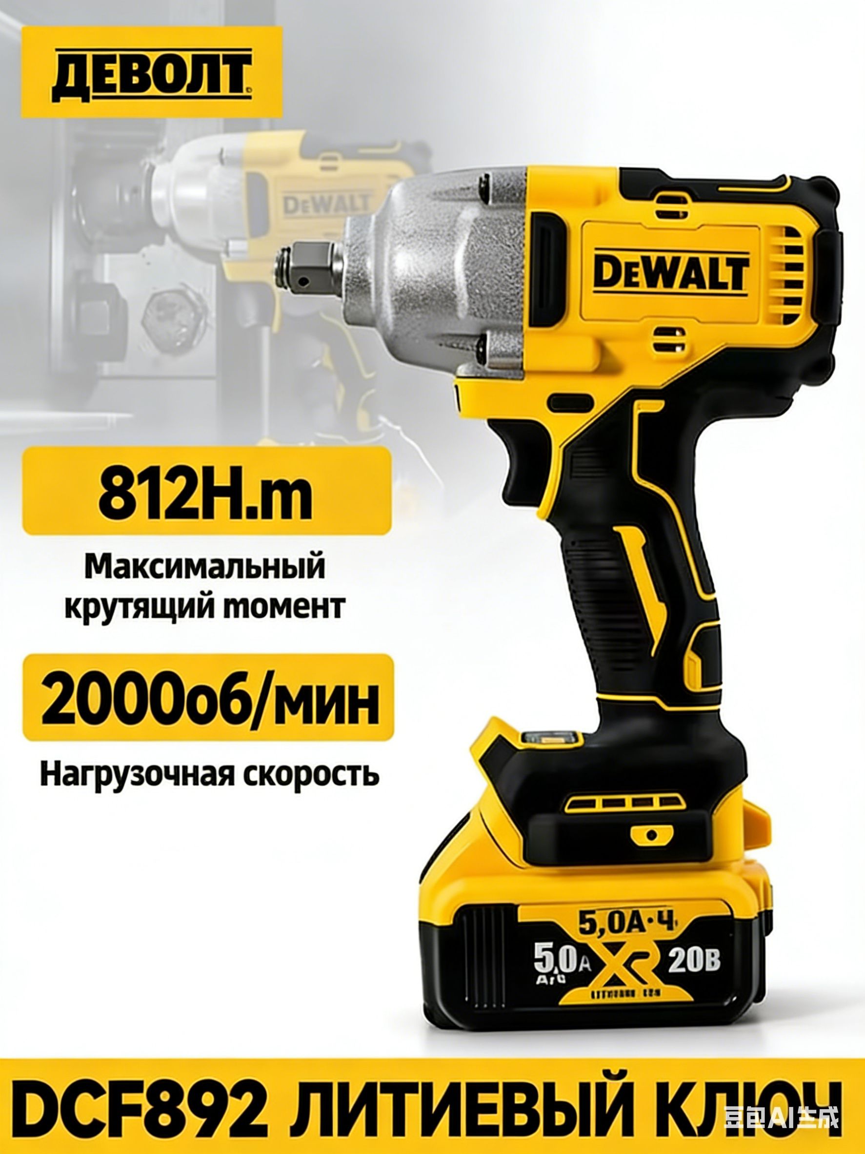 DEWALT DCF892 20 В ударный электрический гайковерт бесщеточный ...