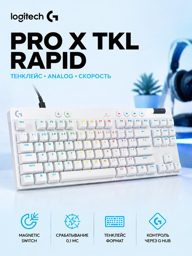 Игровая клавиатура проводная pro x tkl rapid, (Linear), Английская ...