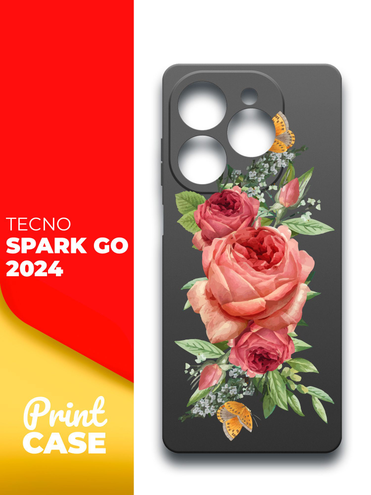 Чехол на Tecno Spark Go 2024 Техно Спарк Гоу 2024 черный матовый силиконовый с защитой