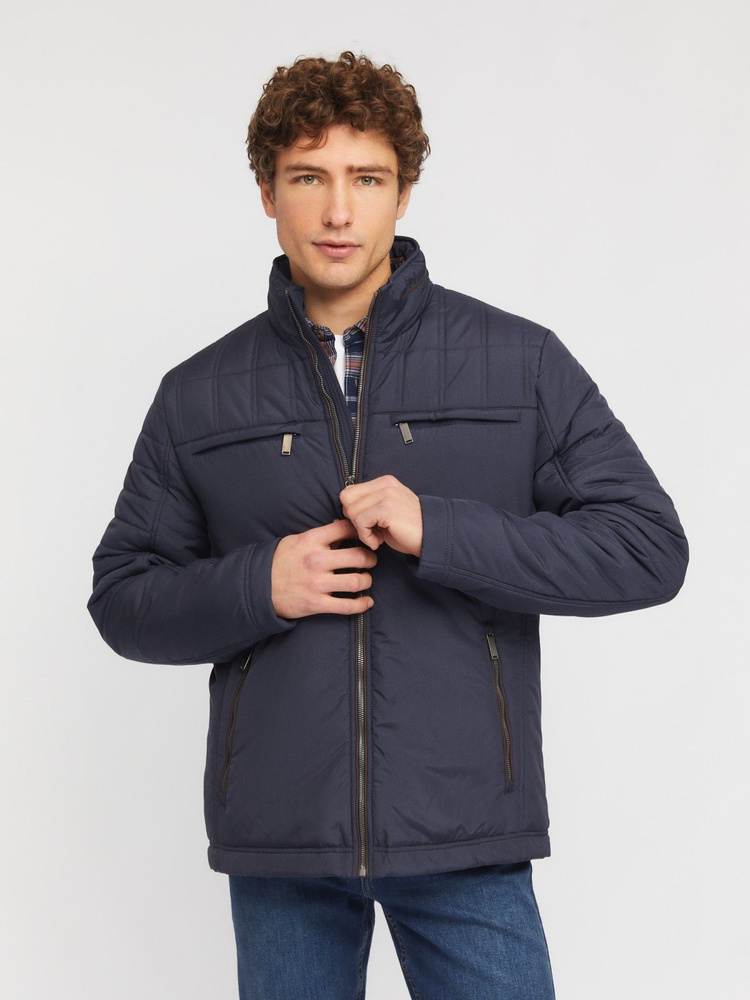 Куртка Мужской Zolla темно-синий Полиэстер, размер 56 Длинный Демисезон ...