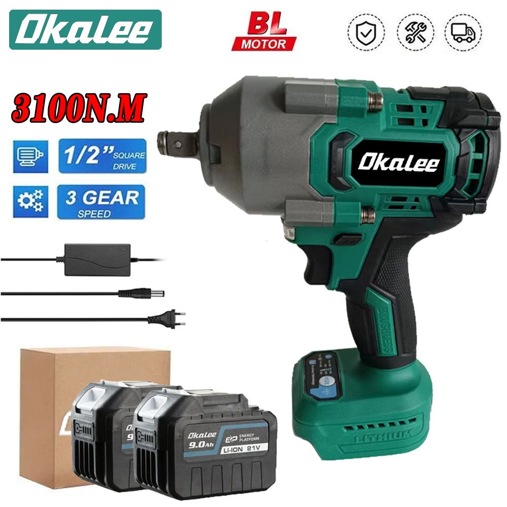 OKALEE 3100N.M крутящий момент бесщеточный электрический ударный ключ 1 ...