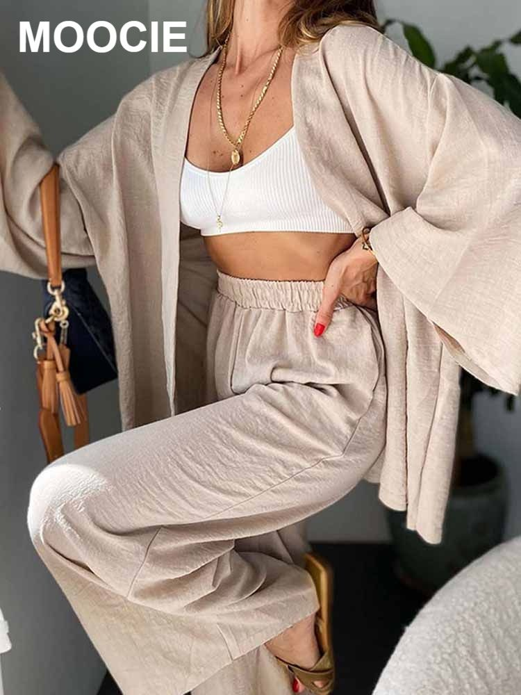 Комплект одежды Женский MOOCIE Спортивный бежевый, размер 44 Лён, Шелк Китай Лето Пряжка купить ...