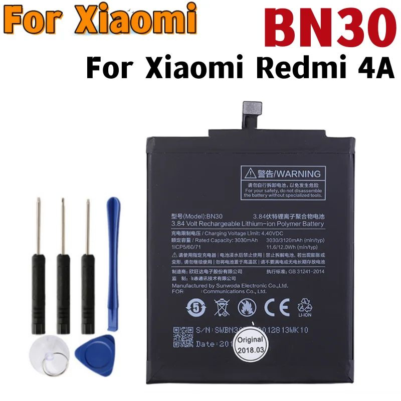 Оригинальный аккумулятор bn30 3120 мАч для Xiaomi Redmi 4A redmi4a bn30 ...