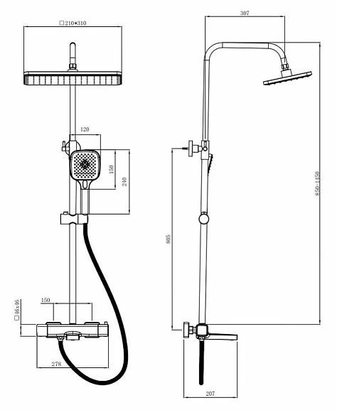 Душевая система с термостатом Black, арт. STT3054Black, ESKO купить на OZON по низкой цене ...