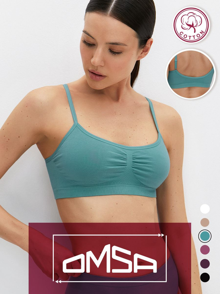Топ-бра Женский Omsa мятный, размер 50 Бретельки Повседневный Китай облегающий Без застежки ...