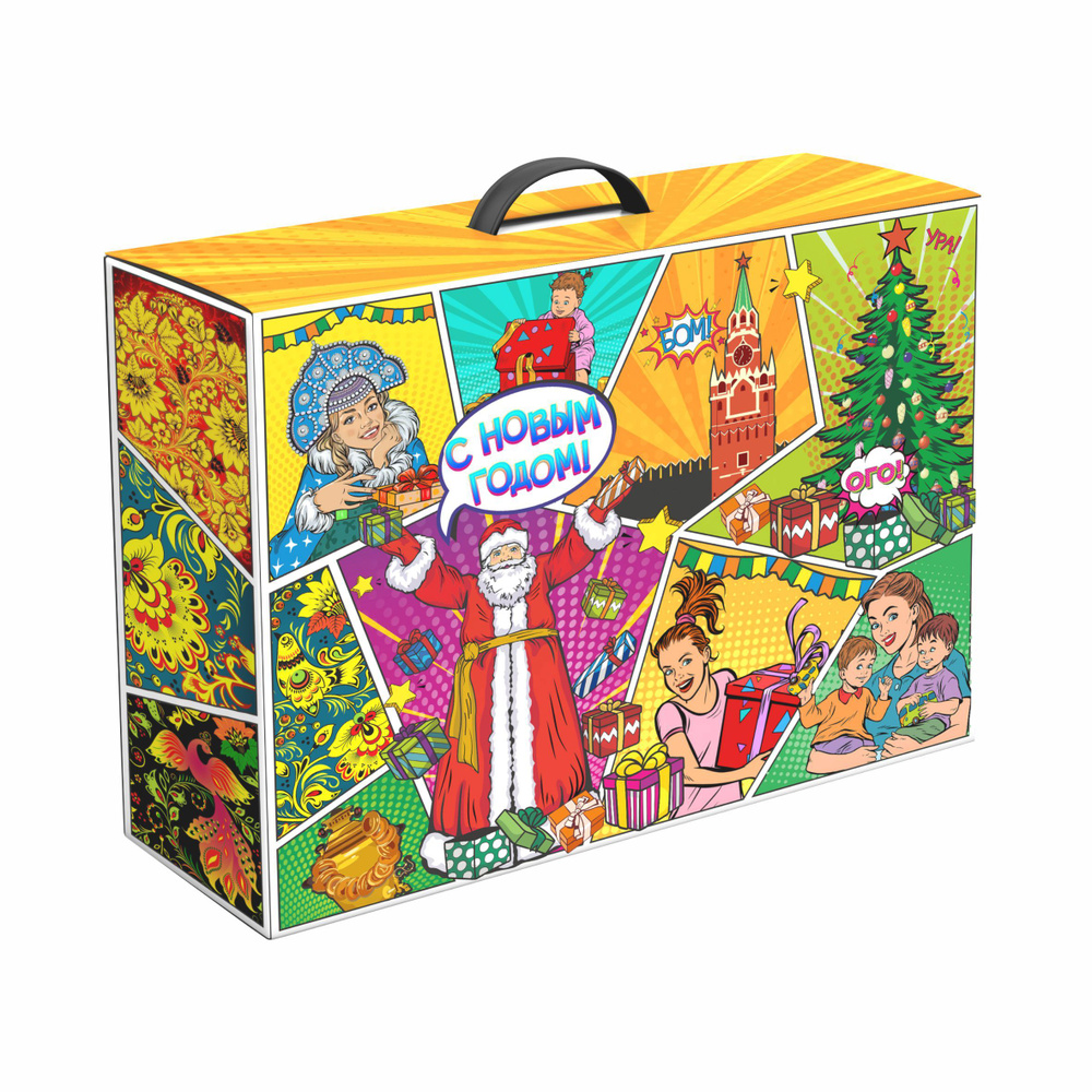 Новогодняя подарочная упаковка "Русский Поп-Арт Макси" картонная 5 штук ...