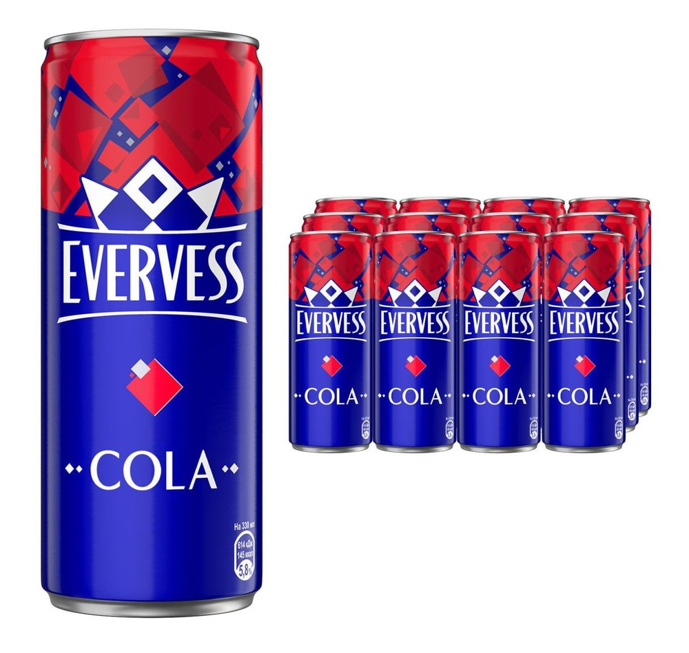 Напиток Evervess Cola газированный, 330мл x 12 шт - купить с доставкой ...