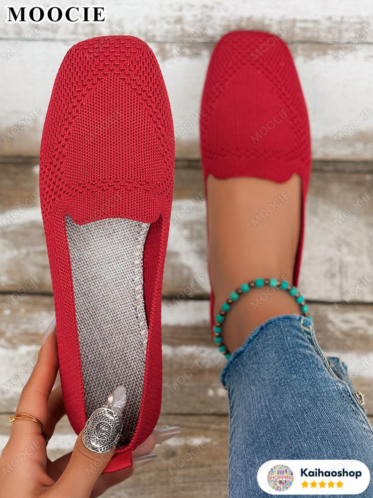 Мокасины Женский MOOCIE красный, размер 38 Без застёжки Без каблука Лето Толстая подошва Бег ...