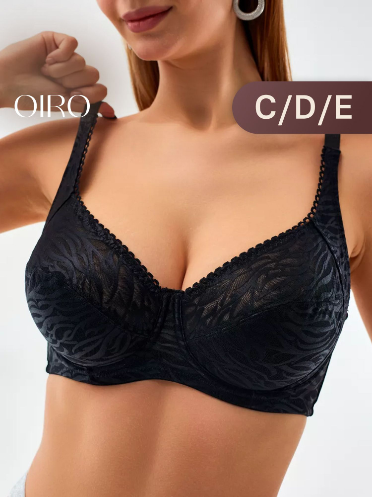 Бюстгальтер Женский OIRO мягкая чашка на каркасе, на косточках, размер 85D черный Полиамид ...
