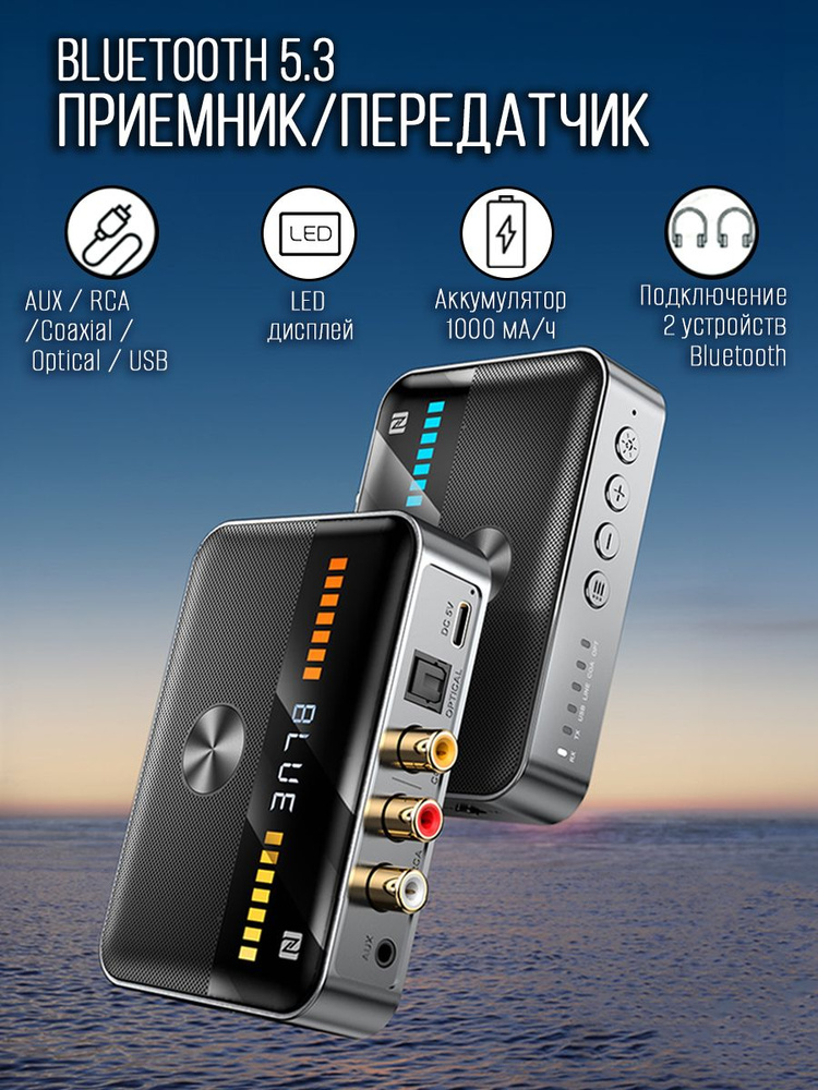 Bluetooth 5.3 приемник-передатчик AUX+RCA+Оптический+Коаксиальный+USB ...