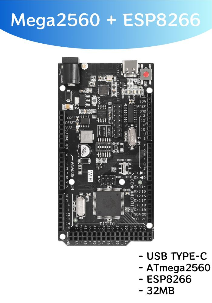 Mega2560 + WiFi R3 Совместимо с Arduino Mega NodeMCU Для WeMos (TYPE-C ...