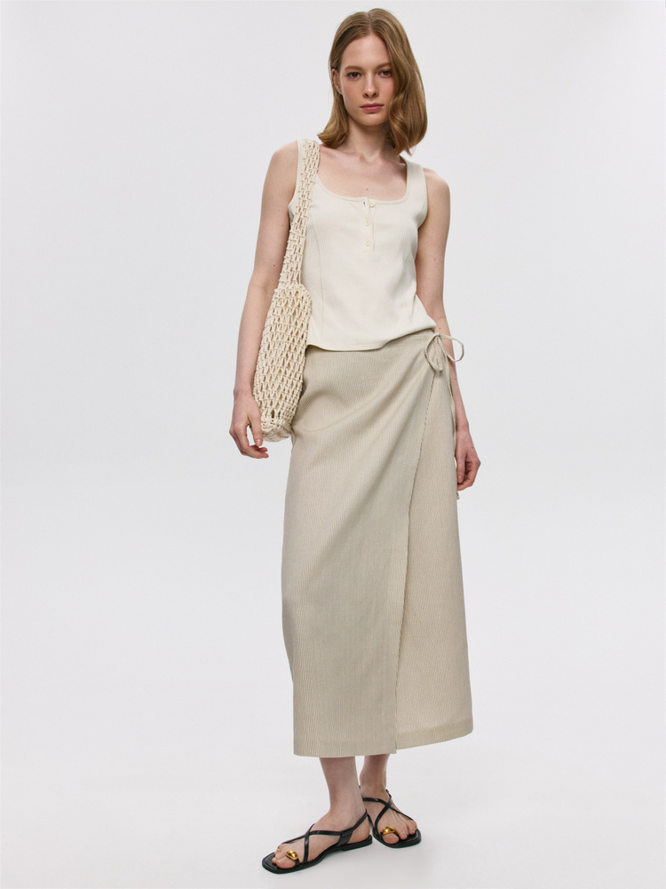 Юбка Женский SELA бежевый, размер 44 Лето купить c доставкой на OZON по низкой цене (2000010921)