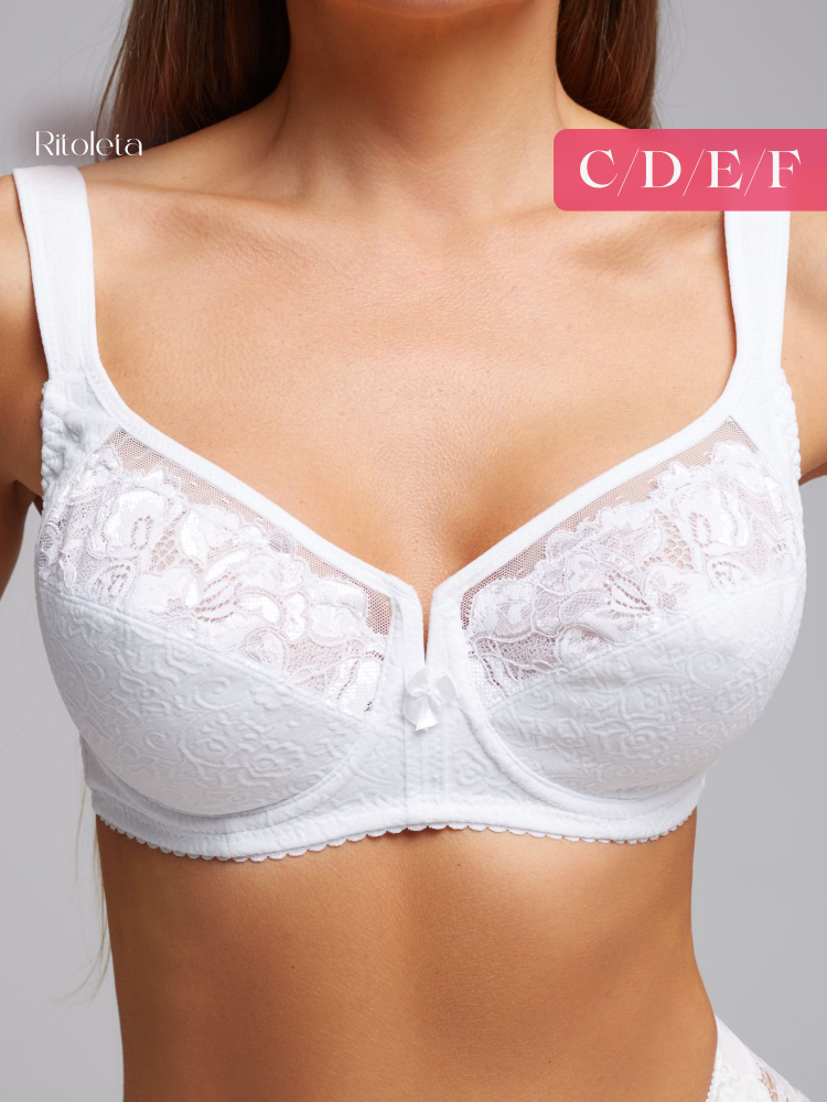Бюстгальтер Женский Ritoleta мягкая чашка на каркасе, на косточках, размер 85E белый Эластан ...