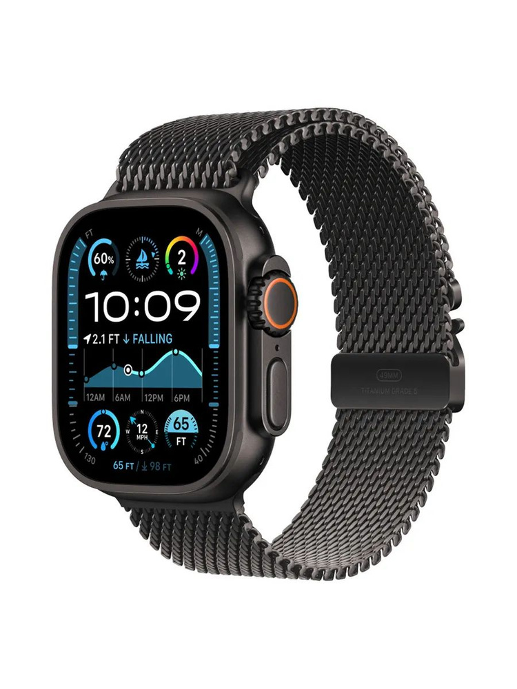 Apple Смарт-часы Watch Ultra 2 Milanese Loop - L, 49mm, черный титан ...