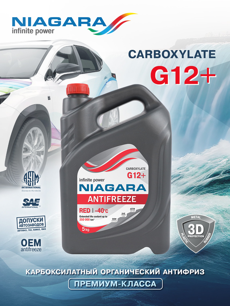 Антифриз Niagara G12+ карбоксилатный (красный) 5 кг купить на OZON по низкой цене (296106772)