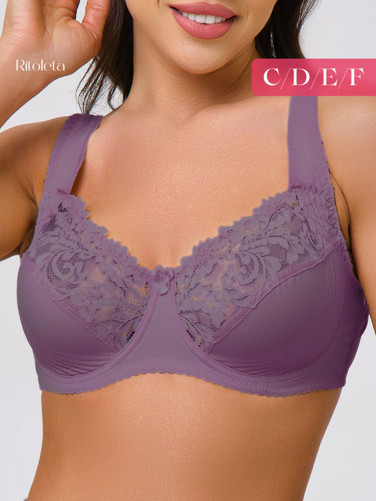 Бюстгальтер Женский Ritoleta мягкая чашка на каркасе, на косточках, размер 95C сиреневый Нейлон ...