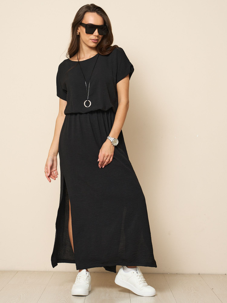 Платье Женский Magic People черный Повседневный Короткий Жатка Разрезы ...