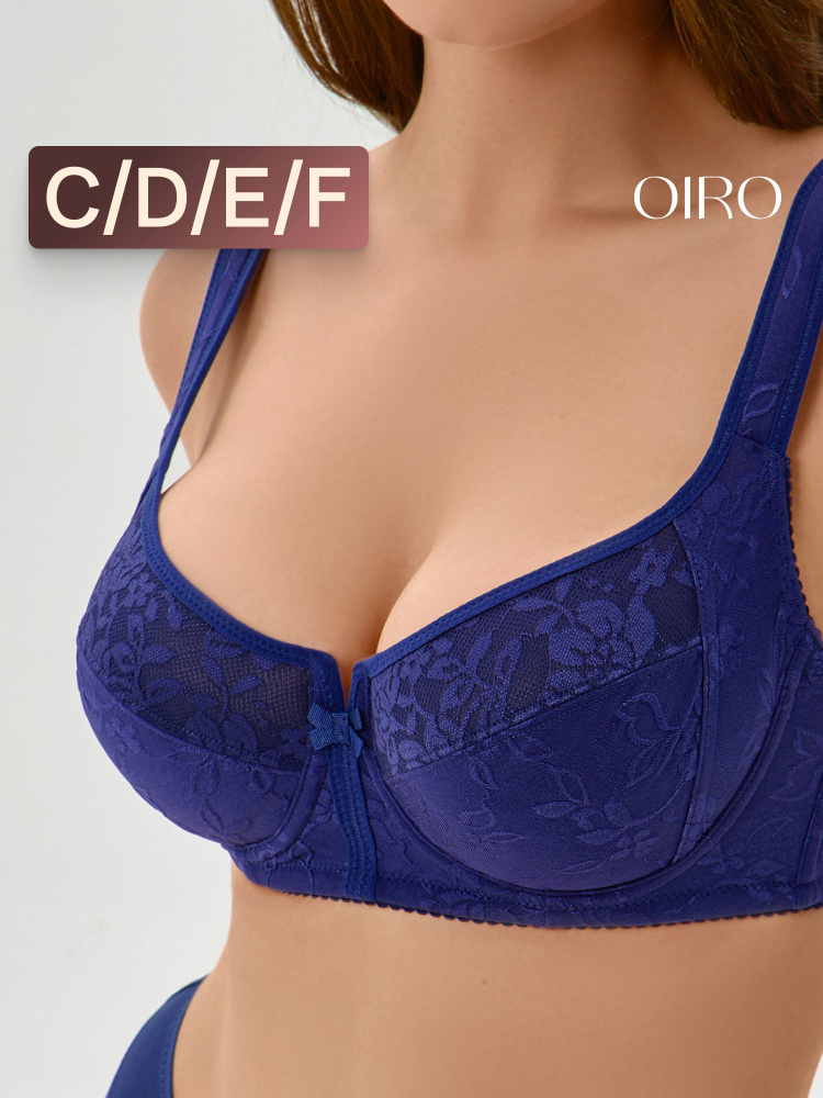 Бюстгальтер Женский OIRO мягкая чашка на каркасе, на косточках, размер 95E синий Нейлон, Эластан ...