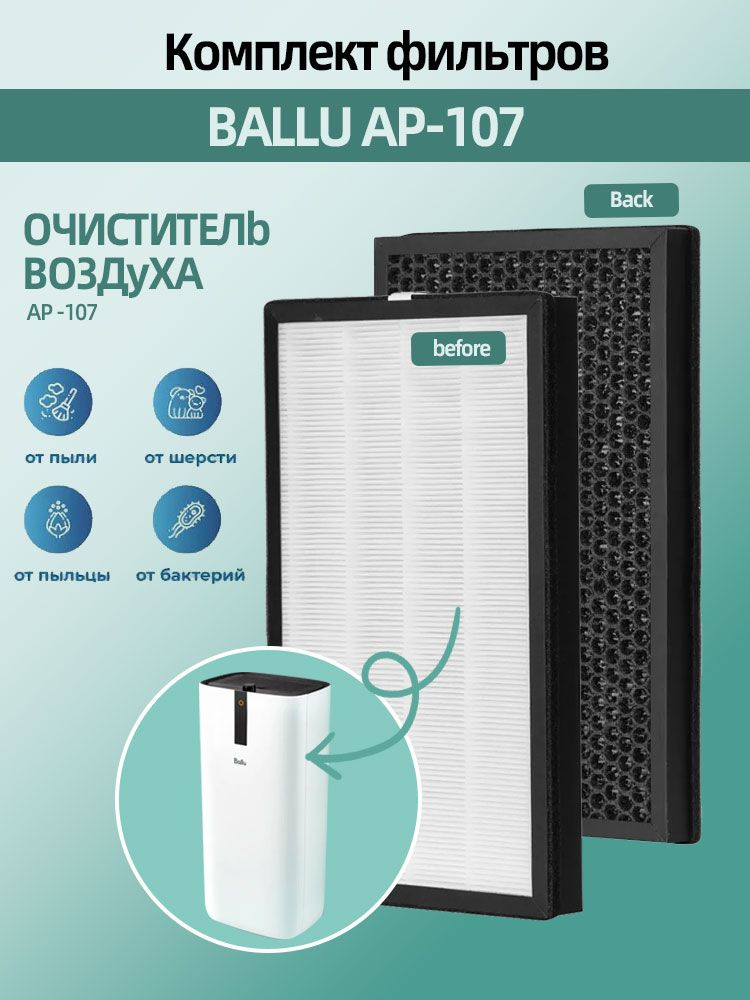 Комплект фильтров Pre-filter+HEPA+Carbon FPHC-107 для очистителей воздуха BALLU AP-107 купить на ...