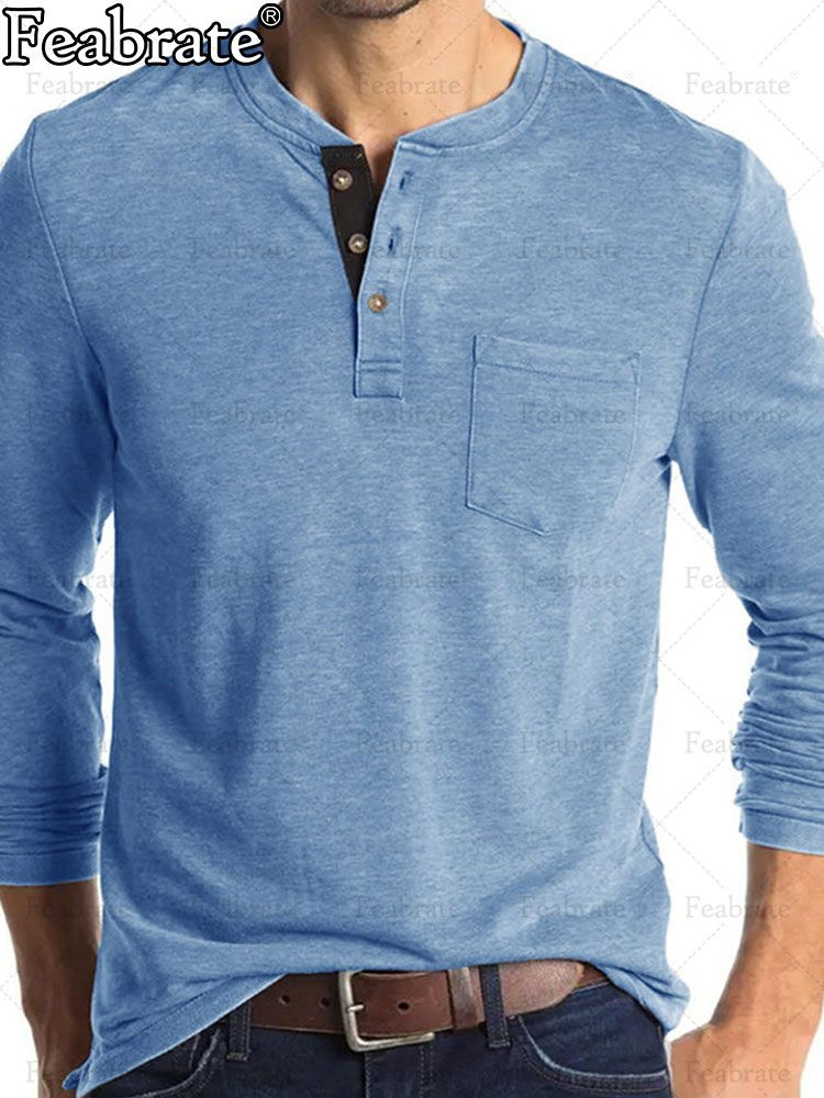 Лонгслив Мужской Feabrate васильковый, размер 44 Полиэфирное волокно Вышивка свободный ...