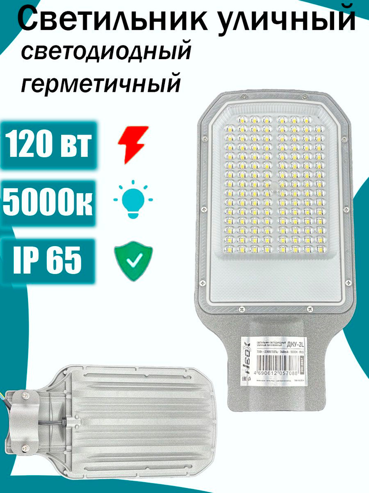 Светильник уличный светодиодный ДКУ-02 120Вт 230В 5000К IP65 IN HOME ...