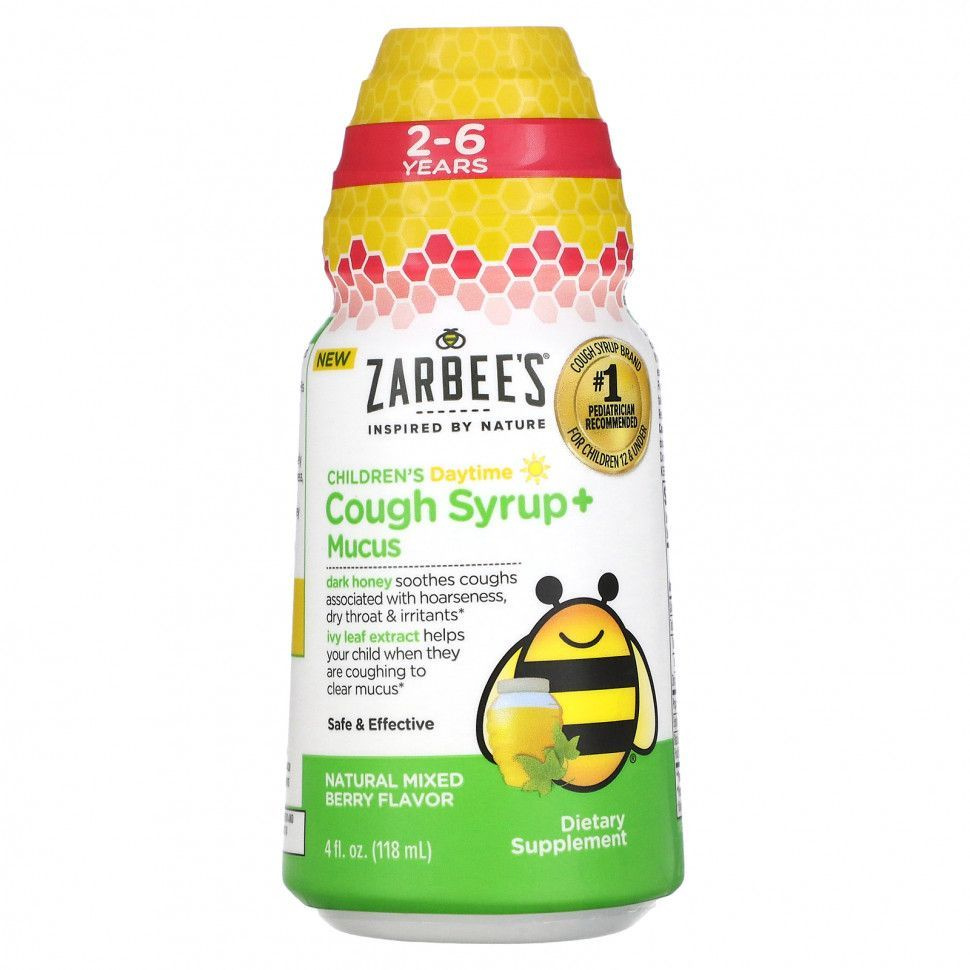 Zarbee's Children's Daytime Cough Syrup + Mucus, дневной сироп от кашля ...