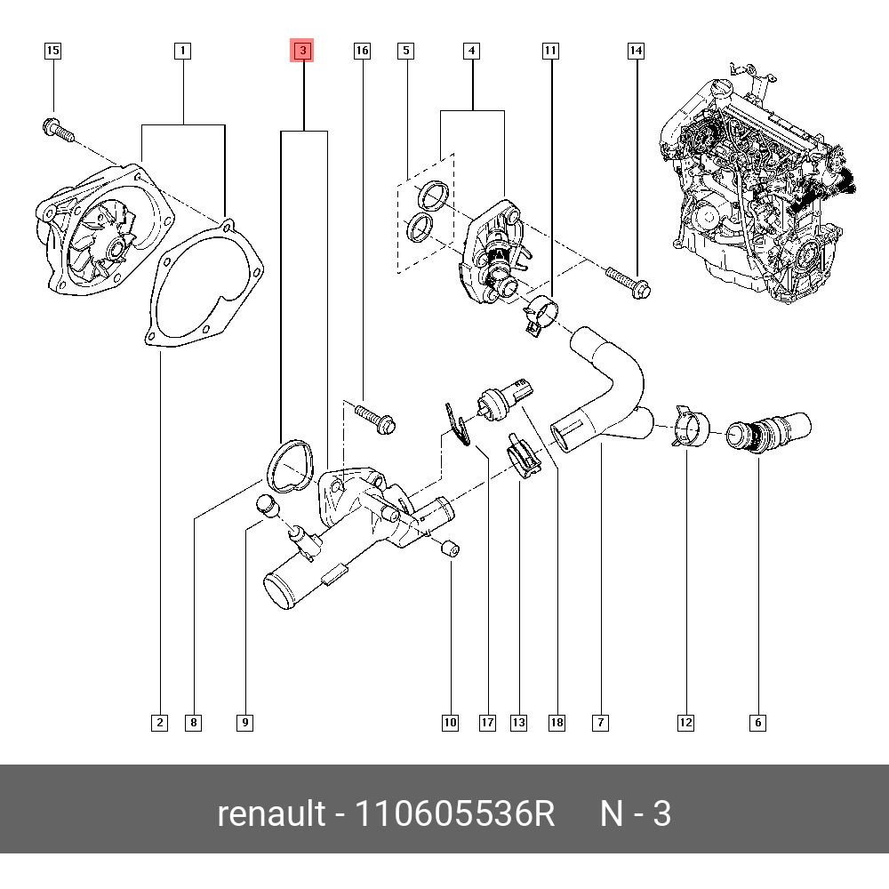 Термостат renault clio/fluence/megane RENAULT 110605536R купить на OZON ...