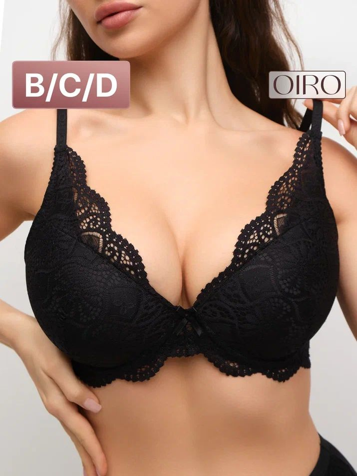 Бюстгальтер Женский OIRO формованная чашка, размер 80C черный Полиамид, Эластан Повседневный ...