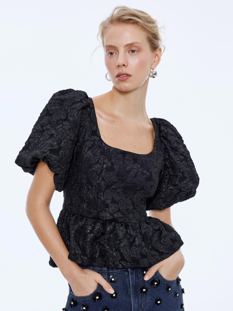 Блузка Женский SELA черный Полиэстер, размер 42 Китай Вечерний/праздничный купить c доставкой на ...