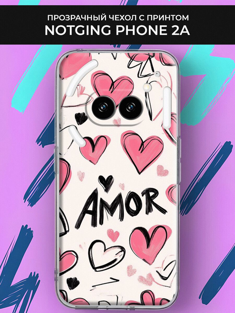Силиконовый чехол на Nothing Phone 2a / Nothing Phone 2a Plus Сердца ...