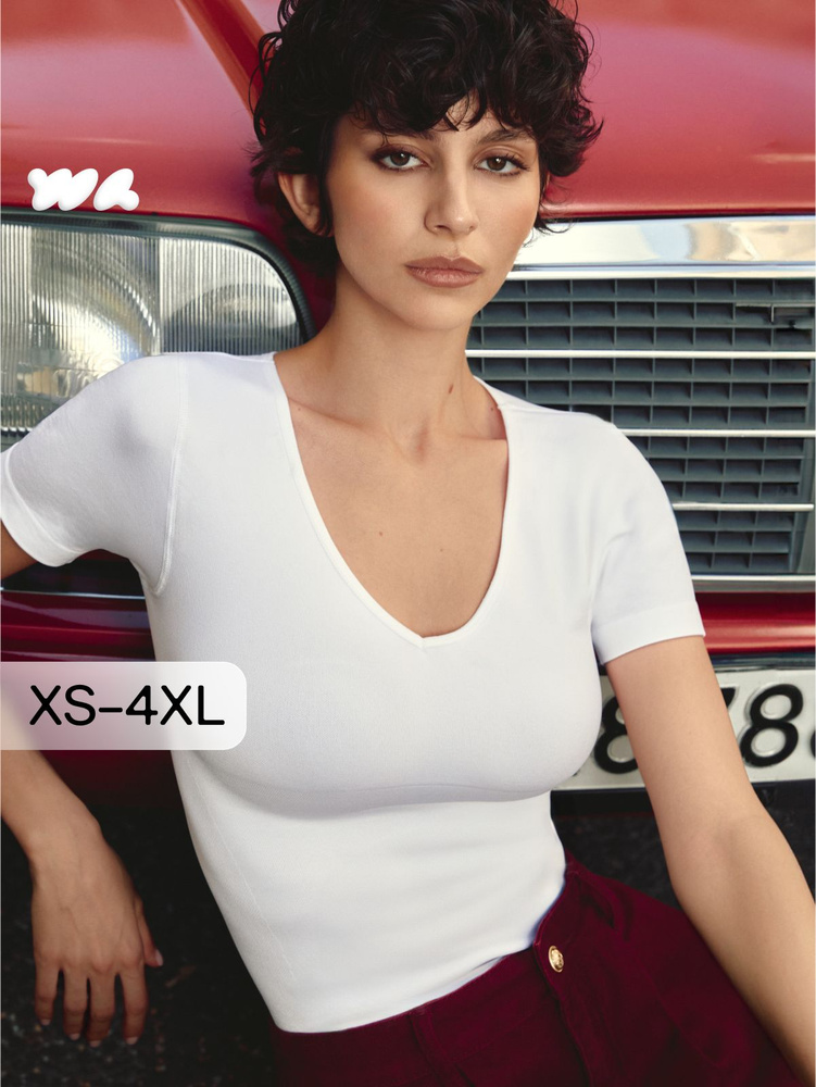 Футболка WAISTLINE Корректирующая линия, женская, белая, с коротким ...