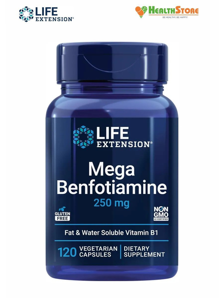 Life Extension Mega Benfotiamine 250мг 120 капсул Мега-бенфотиамин 250 ...