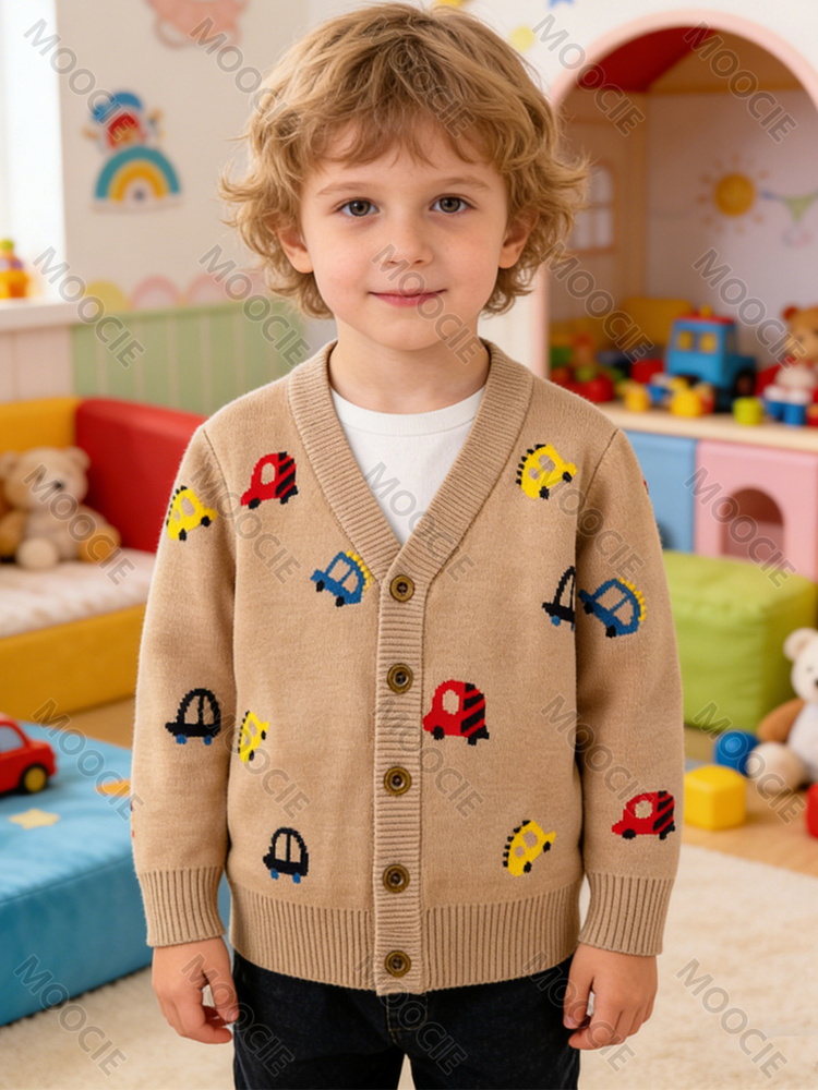 Свитер Мальчики, Девочки MOOCIE светлый хаки Хлопок, размер 110 Длинный ...