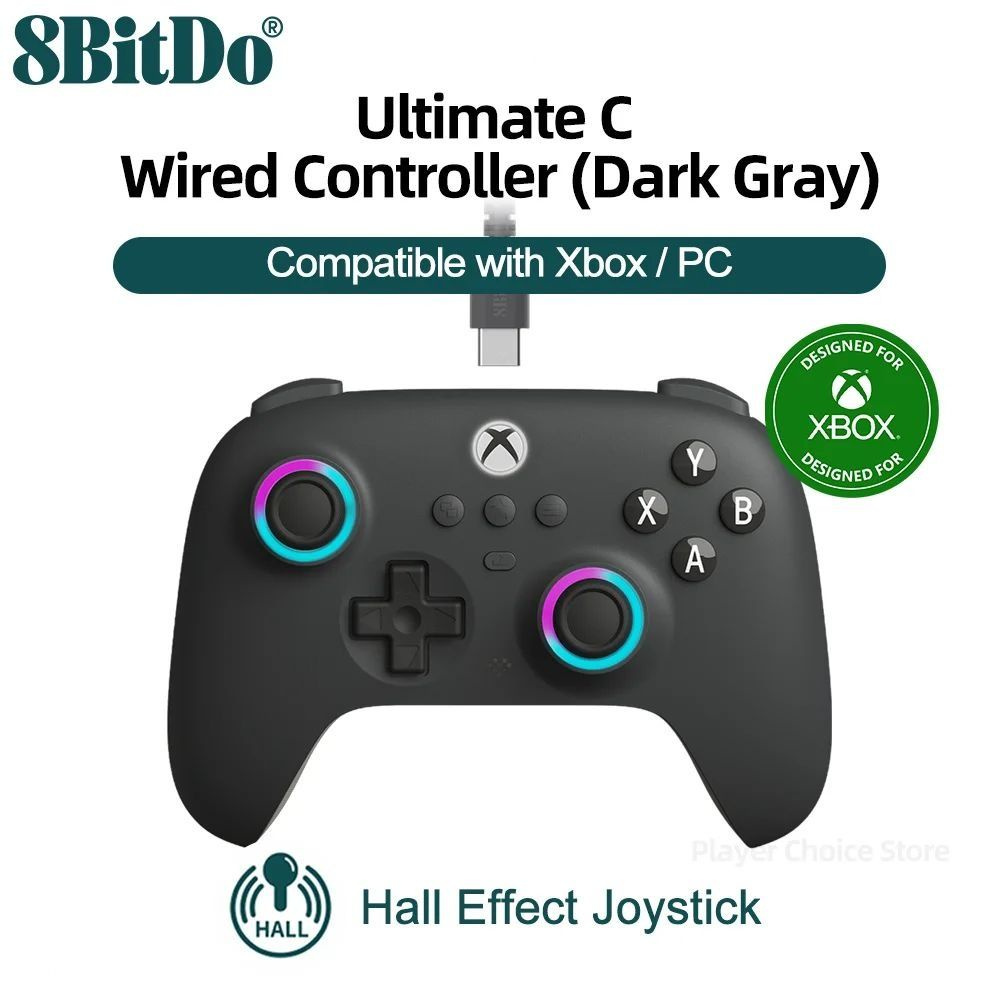 8BitDo Ultimate C Wired Геймпад для XBOX Controller PC Xbox Series X S One RGB Light Fire Ring с ...
