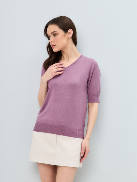 Джемпер Женский ILADY лиловый Хлопок, Эластан, размер 48, 50 Без застежки свободный Короткий ...