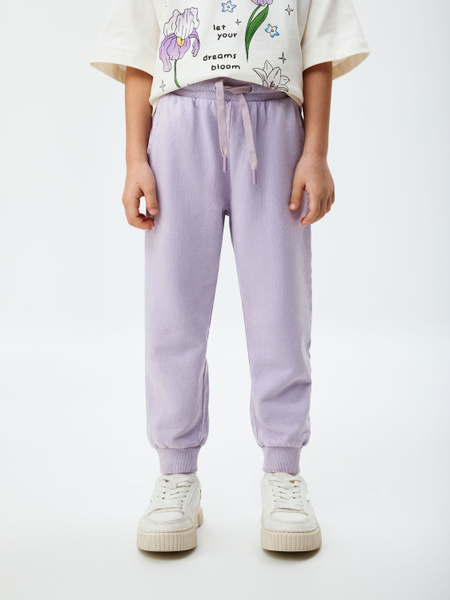 Брюки Девочки SELA джоггеры сиреневый Футер Повседневный, размер 116 Резинка Демисезон Бангладеш ...