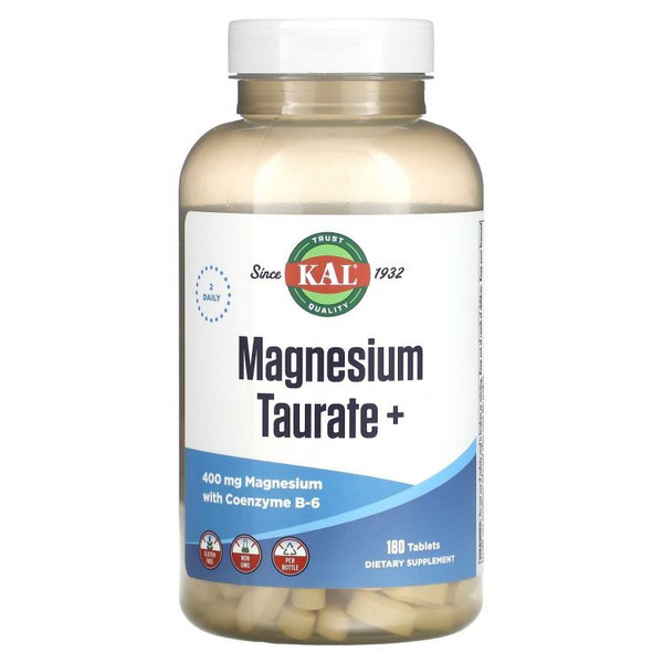 iHerb-KAL, Magnesium Taurate + B6, таурат магния плюс, 400 мг, 180 ...