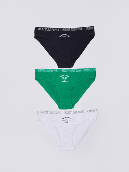 Комплект трусов Женский Zolla слипы Хлопок, Эластан зеленый, размер 46 Китай Повседневный, рост ...