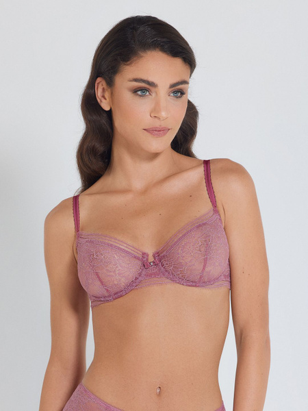 Бюстгальтер Женский Palmetta мягкая чашка на каркасе, размер 75B розовый Кружево Вечерний ...