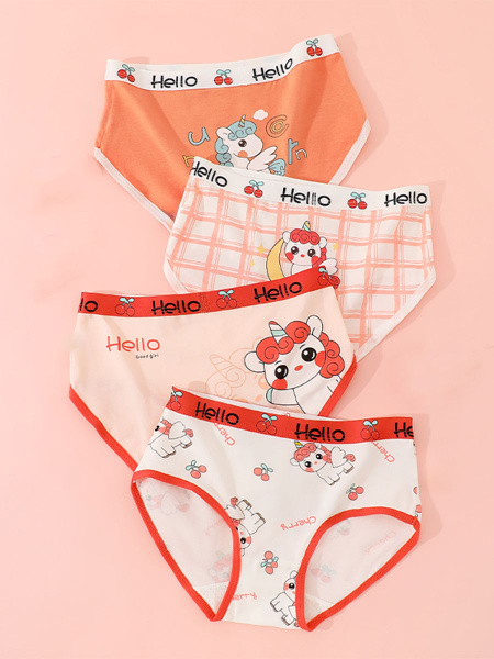 Трусы Девочки слипы Хлопок, Эластан оранжевый, белый, размер 104, 110 Средняя Китай Повседневный ...