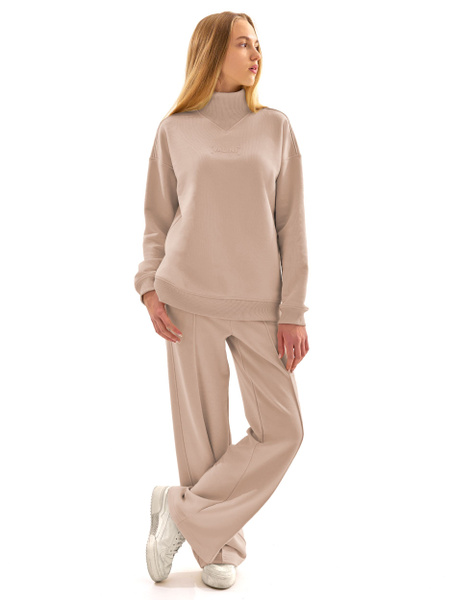 Костюм спортивный Женский Valini Повседневный брючный бежевый, кофе, размер 48 Хлопок, Полиэстер ...