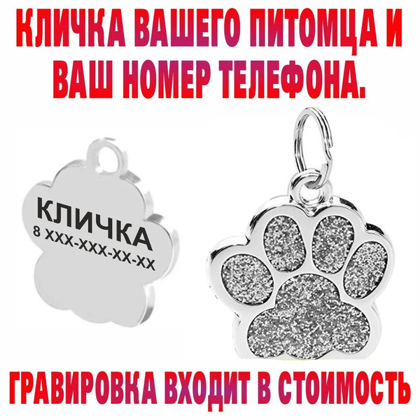 Адресник для собак и кошек . Лапка купить на OZON по низкой цене ...