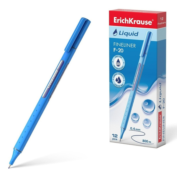 Ручка капиллярная Erich Krause Liquid F-20 синяя, 0,4 мм (47969) купить ...