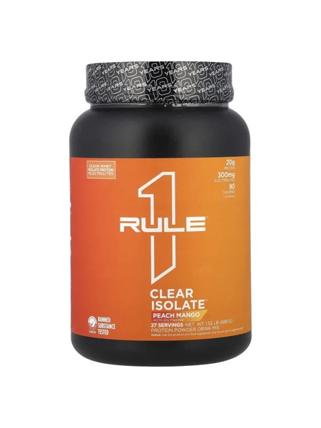 Rule One Proteins, Clear Isolate , персик и манго, 689 г (1,52 фунта ...