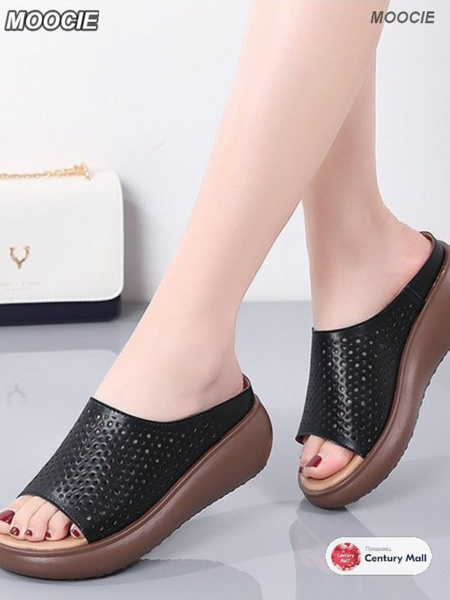 Сабо Женский MOOCIE Искусственная кожа, размер 36 Маломерит, Толстая подошва Танкетка купить c ...